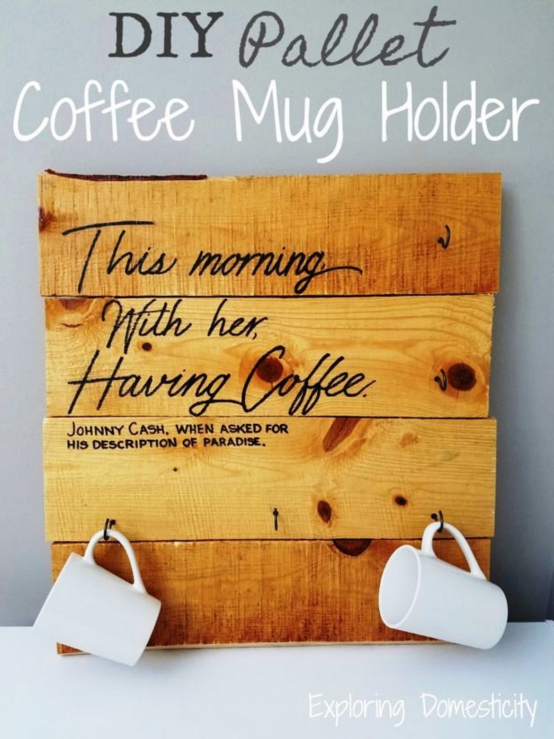 20 DIY Pallet Coffee Cup Holder Ideas - Susie Harris