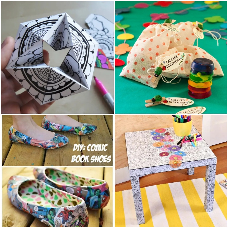 10 Unique DIY Coloring Pages Crafts - Susie Harris