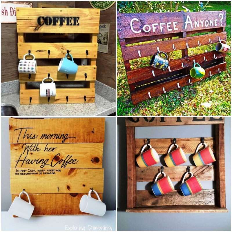 20 DIY Pallet Coffee Cup Holder Ideas - Susie Harris
