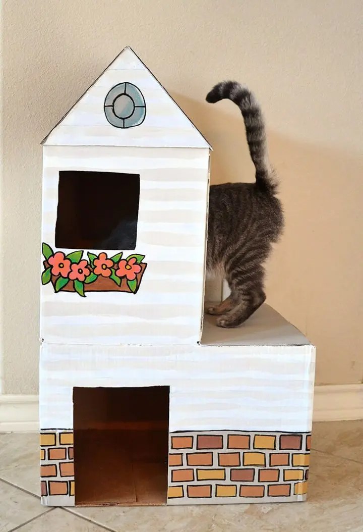 18 DIY Cardboard Cat House Ideas - Susie Harris