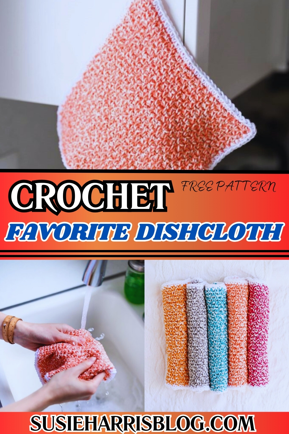 10 Crochet Dish Cloth Free Pattern - Susie Harris