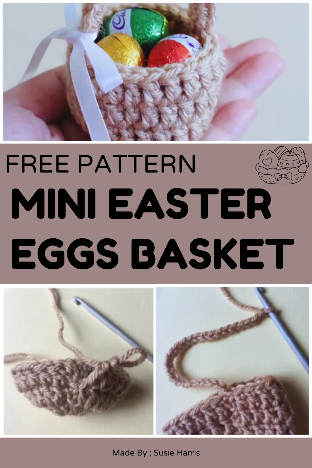 15 Crochet Easter Egg Basket - Susie Harris