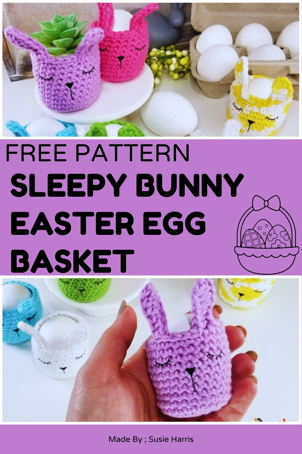 15 Crochet Easter Egg Basket - Susie Harris